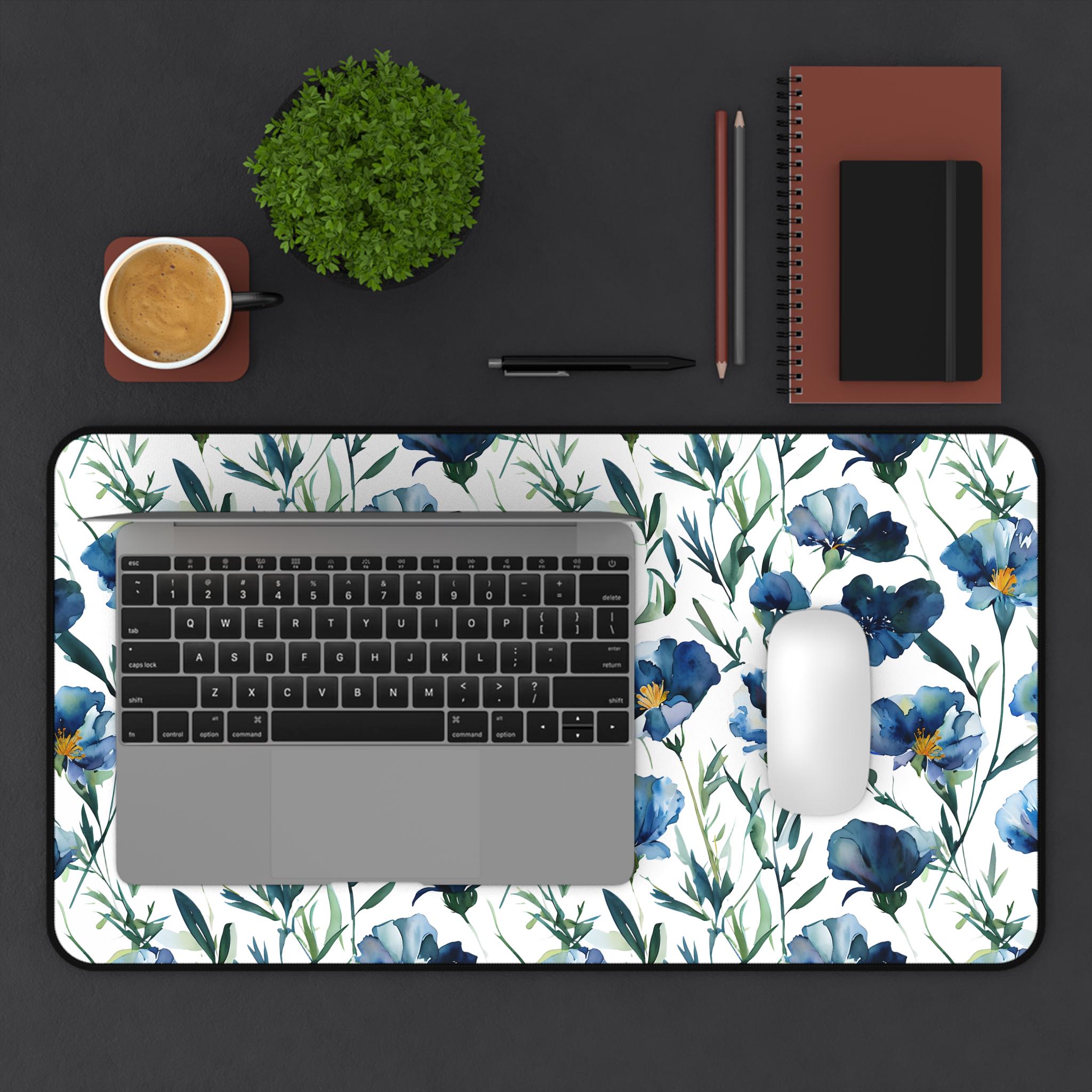 Watercolor Wildflower Floral Desk Mat, Boho Office Decor, Office Decor ...