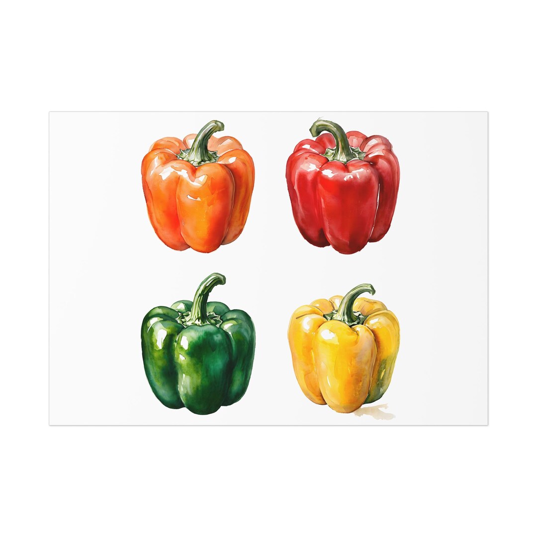 Colorful Bell Pepper Poster, Kitchen Wall Art, Home Decor, Vegan Art ...