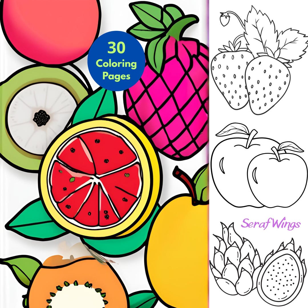 30 Cute Fruit & Vegetable Coloring Pages – Educational Printable ...