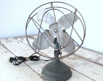 Vintage Zero Metal Desk Fan Small Size Art Deco Industrial Green MCM ...