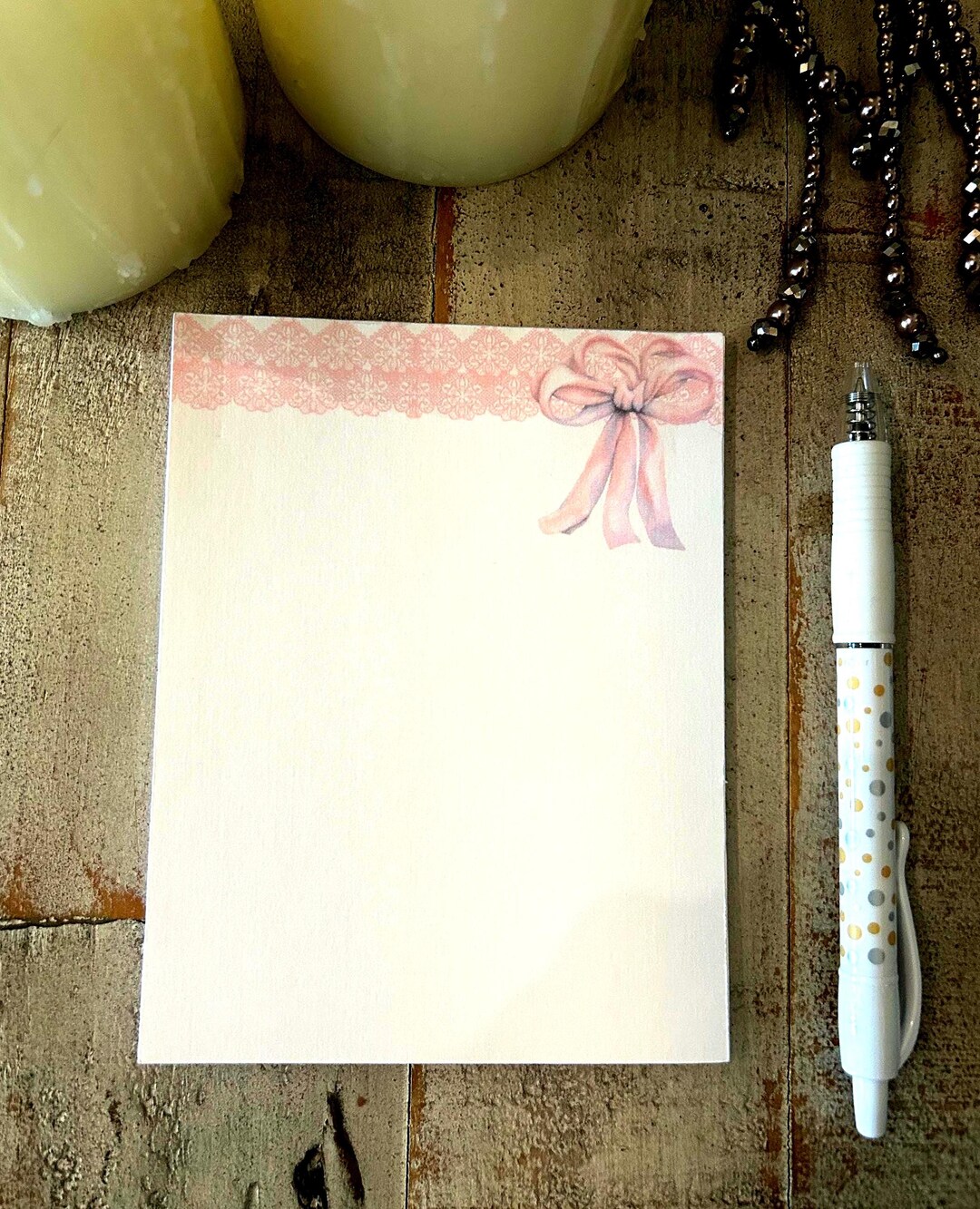 Pink Bow & Lace Notepad, Coquette Notepad, Personal Notepad ...