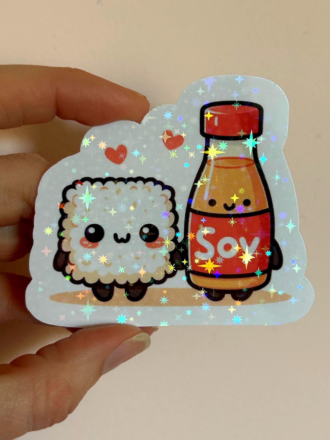 Kawaii Sushi and Soy Sauce: Sticker or Magnet, Sparkly - Etsy