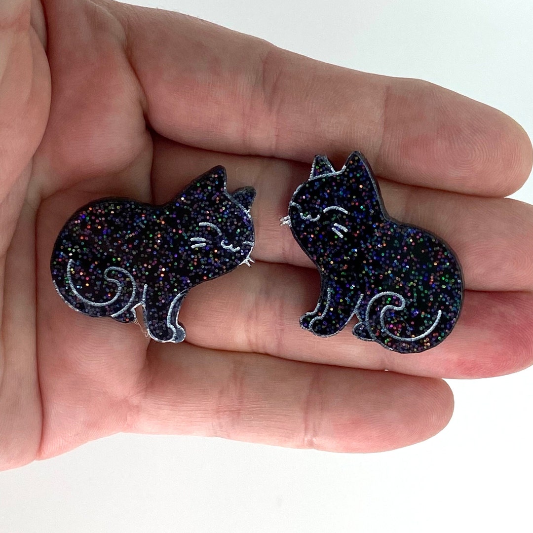 Two Handmade Black Snow Kitty Magnets - Etsy