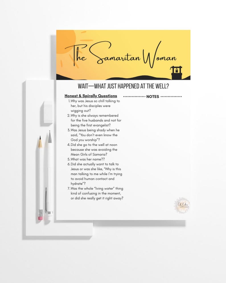 ADHD Bible Study Printable – Samaritan Woman Questions – John 4 Study ...