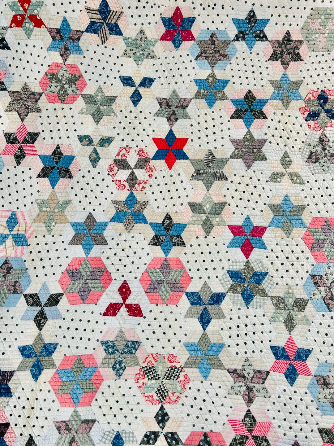 Antique Twinkling Star Quilt – Hand-quilted C. 1900 - 64” X 72” - Etsy