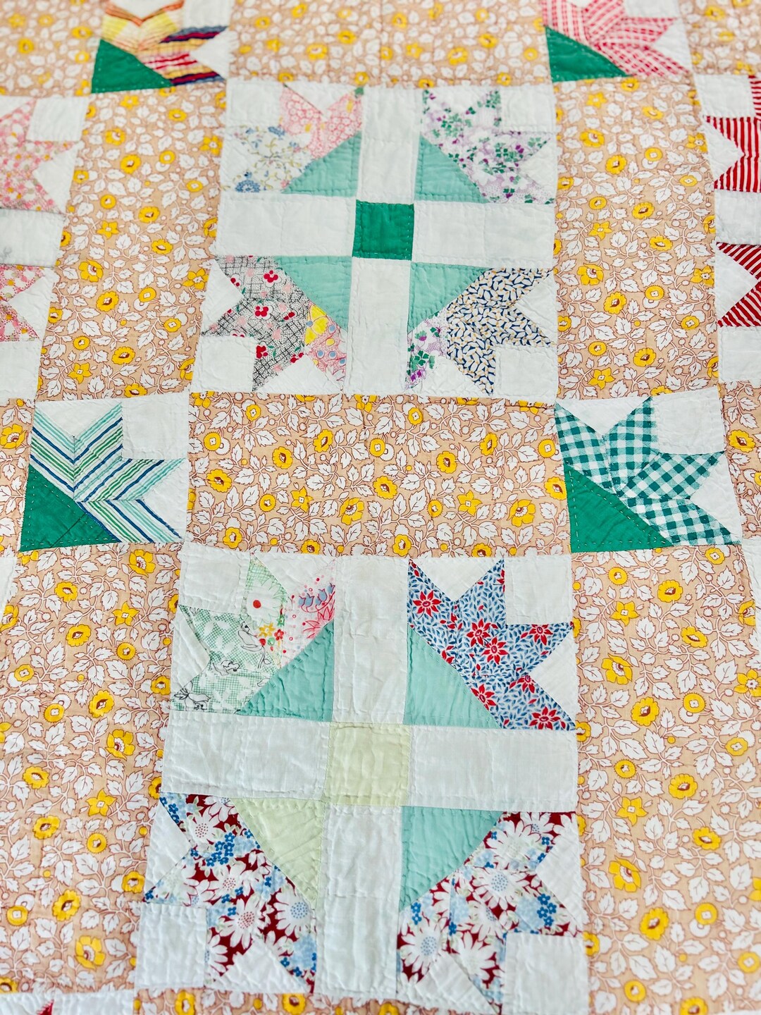 Antique Prickly Pear Quilt: Hand-quilted; 1920s (70x86 Inches) - Etsy