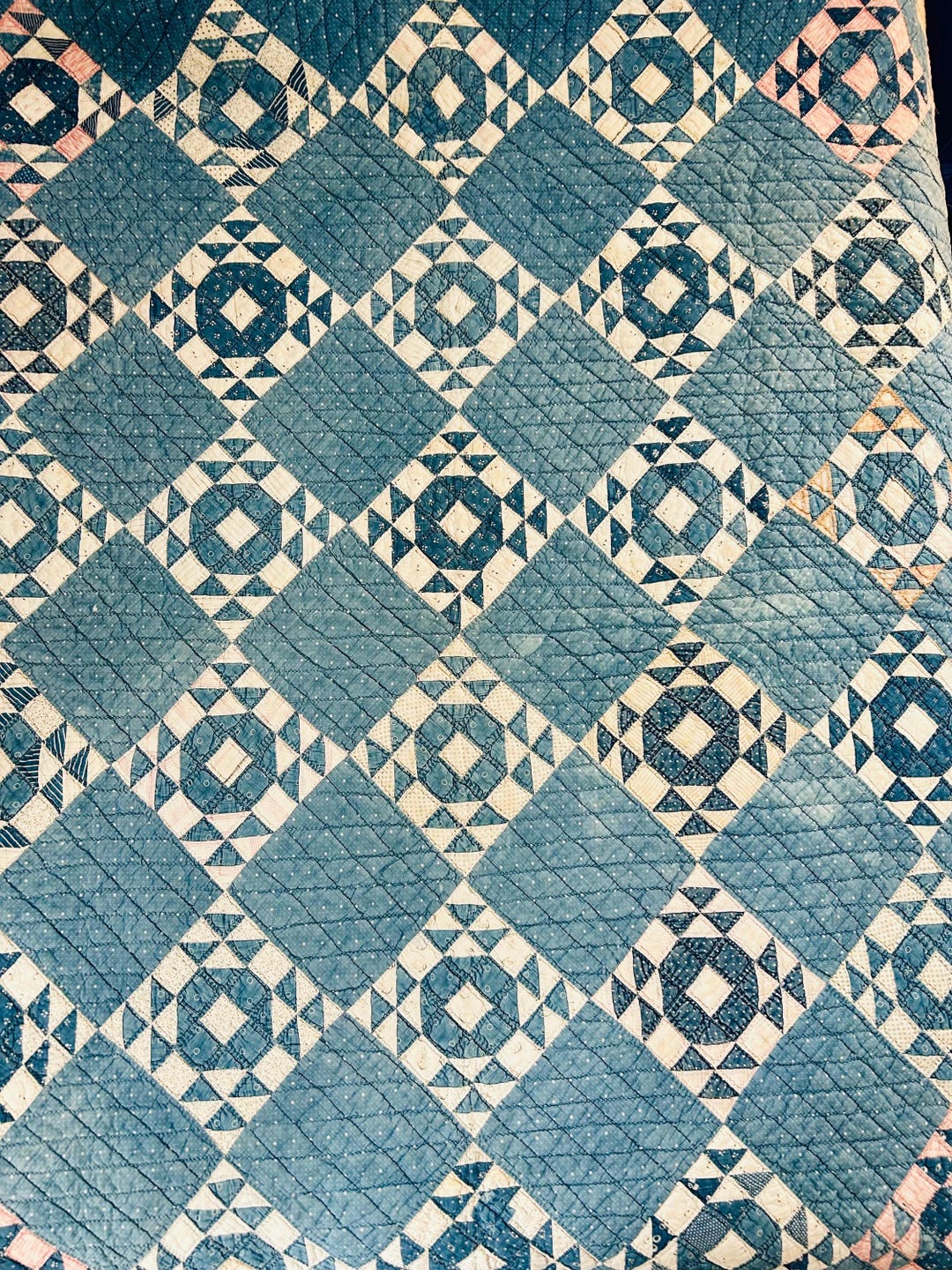 Antique 1880s–1890s Nest & Fledgling Cutter Quilt – Indigo Blue Scrap ...