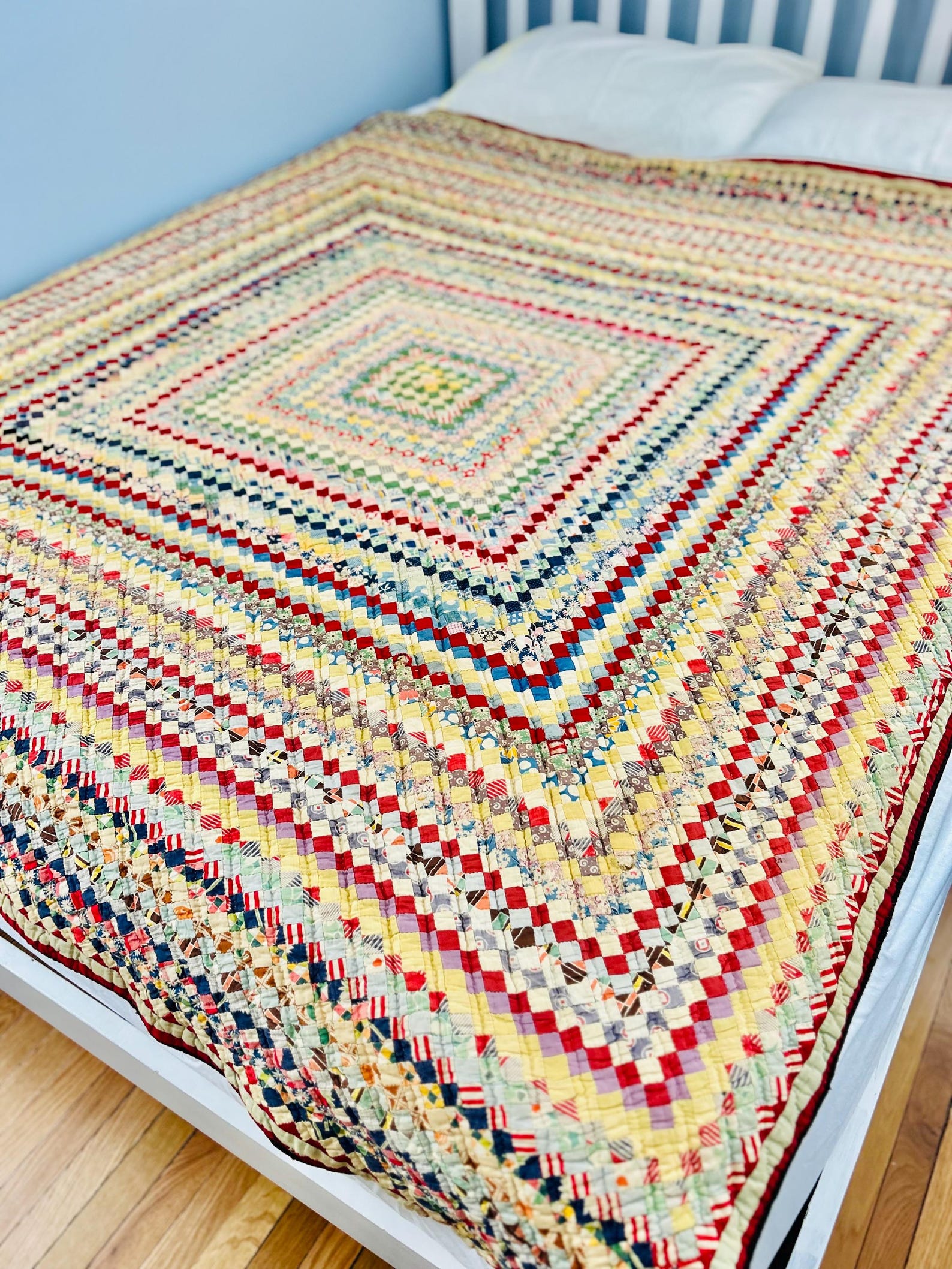 Antique 1890s Postage Stamp Around the World Quilt: 1/2-inch Squares ...