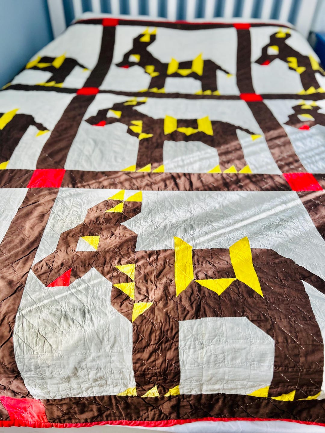 Vintage Giddap Donkey Quilt: 1930s Hand-stitched Cottagecore Decor ...