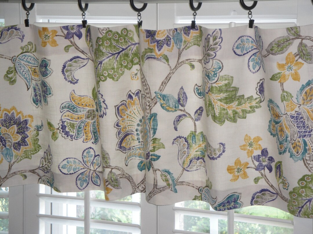 Jacobean Floral Window Valance – Curtain Treatment - Window Decor - Etsy