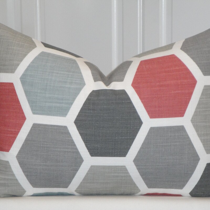 Red Geometric Pillow - Etsy