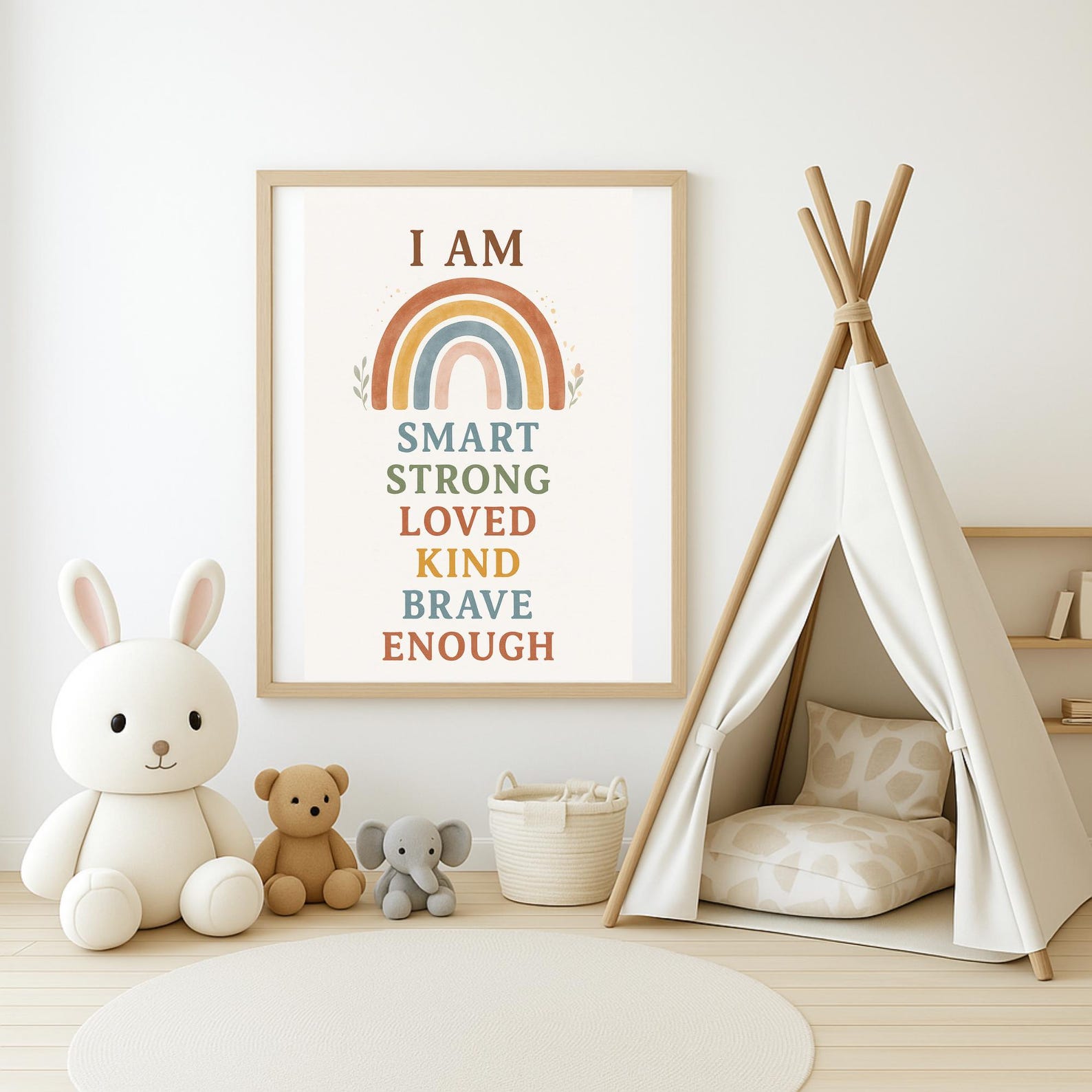 I Am Affirmations Wall Art – Rainbow Kids Room Printable – Nursery ...