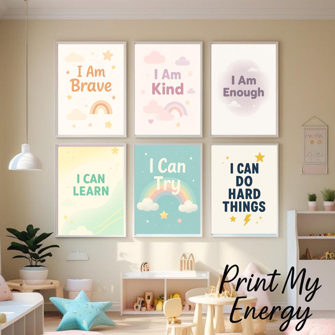 Kids Affirmation Wall Art Printable – “I Am / I Can” Pastel Nursery ...