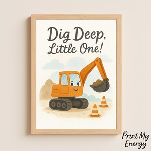 Construction Vehicles Nursery Wall Art Set of 6, Motivational Truck ...