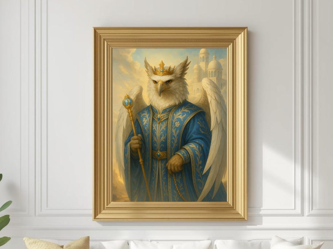 Regal Griffin King Printable Wall Art | Fantasy Mythical Creature Decor ...