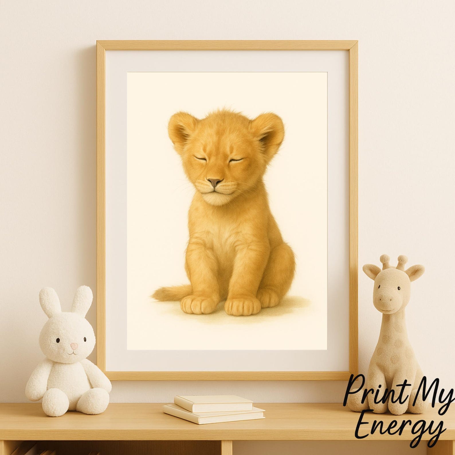 Baby Jungle Cats Wall Art Set – Sleeping Lion, Tiger and Cheetah Cubs ...