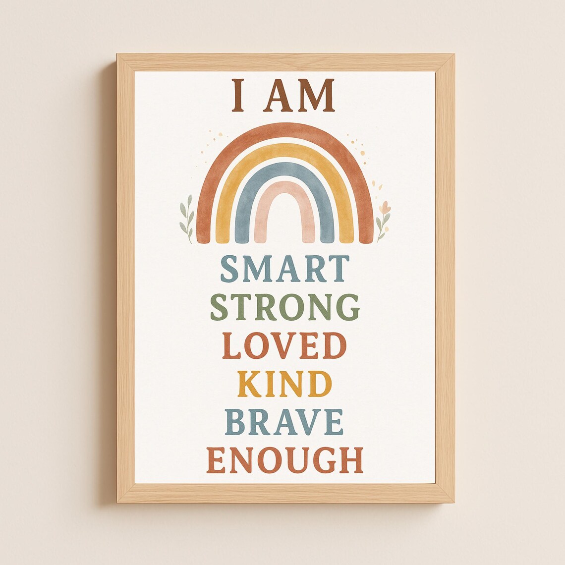I Am Affirmations Wall Art – Rainbow Kids Room Printable – Nursery ...