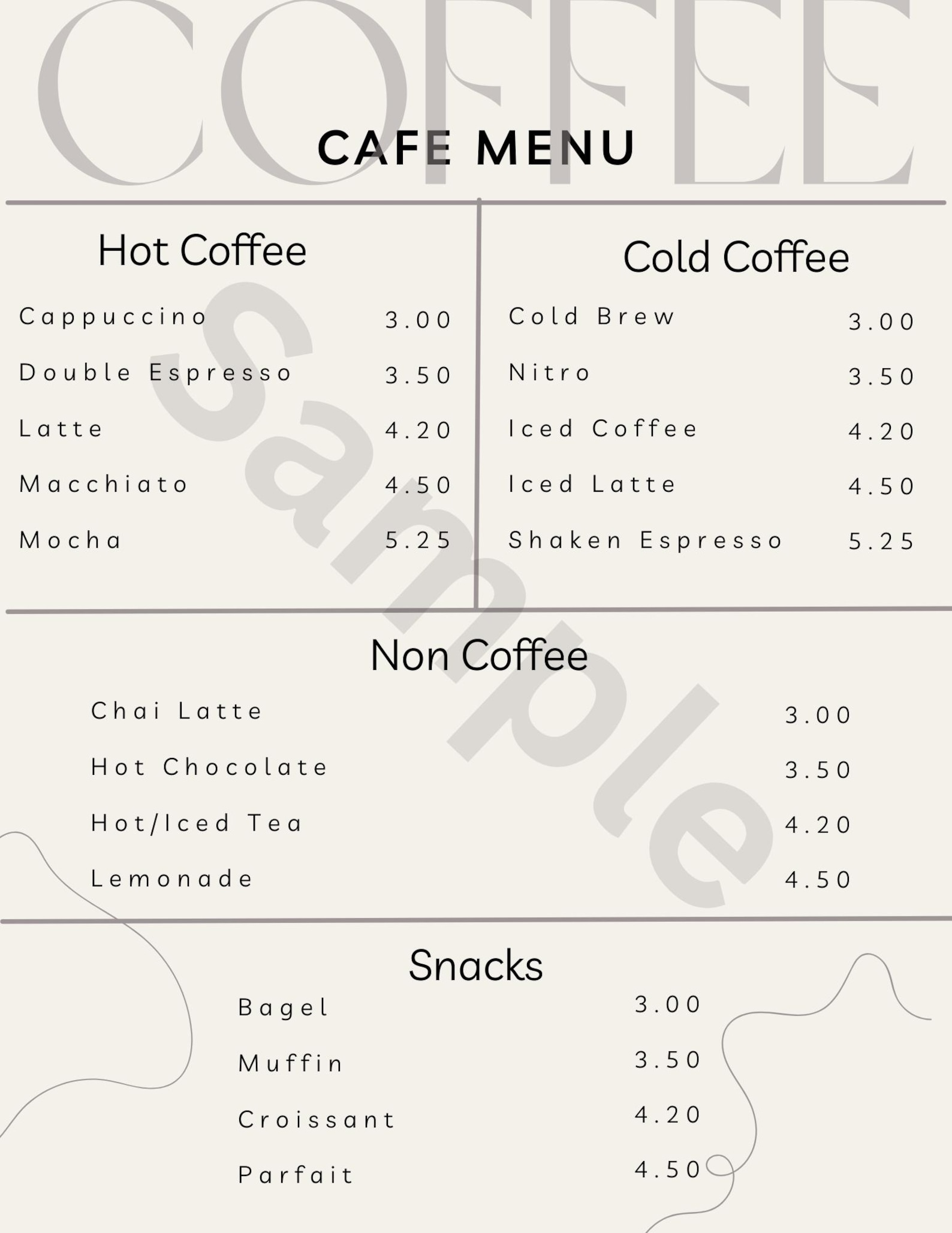 Coffee Shop Menu Canva Template - Etsy