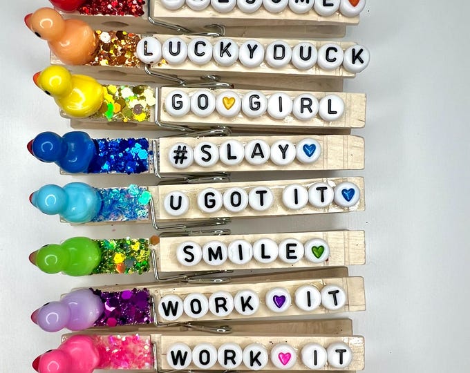 Cheer Pins for Backpack and Gift Bags | Duck Clothespin Spirit Pins ...