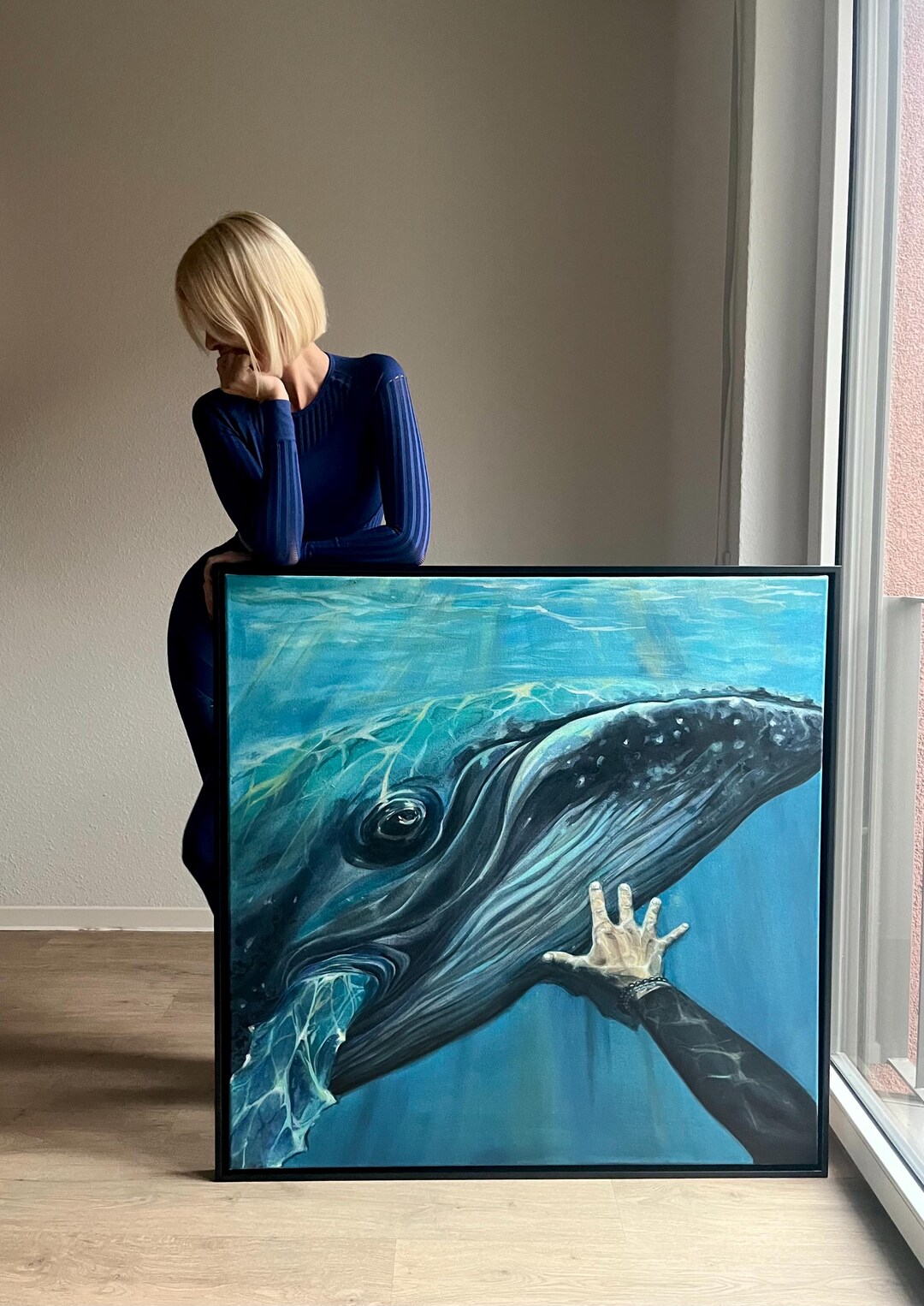 Acrylic Painting of Whale – Large Nature-inspired, Contemporary Artwork ...