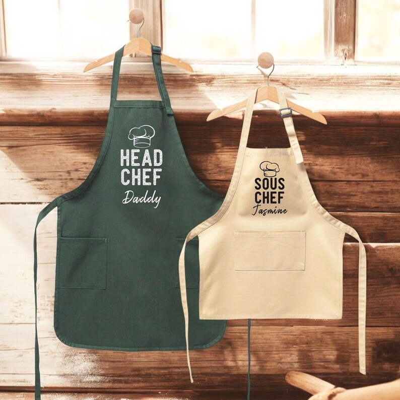 Personalized Daddy and Son Name Apron, Personalized Head Chef Apron ...