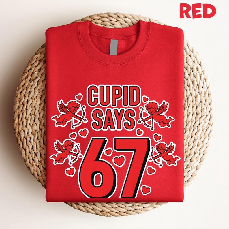 Funny 6 7 Valentine Sweatshirt – Retro Cupid Meme Hoodie, Viral ...