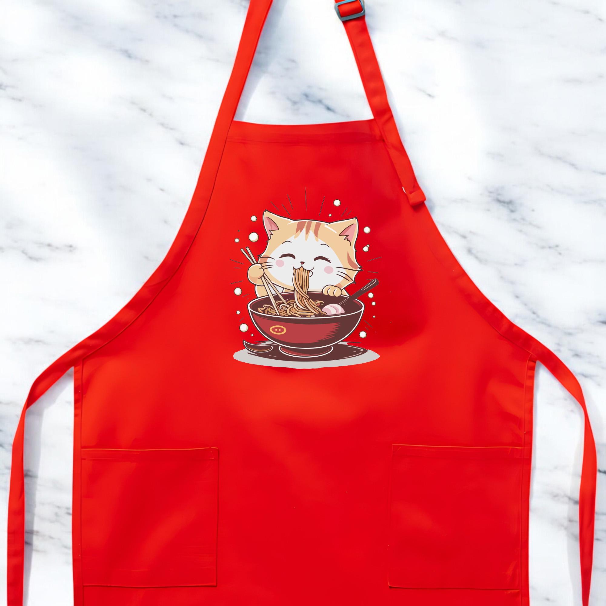Cat Ramen Apron: Kawaii Japanese Cooking Apron With Pockets - Etsy
