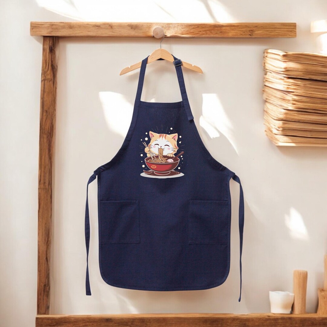 Cat Ramen Apron: Kawaii Japanese Cooking Apron With Pockets - Etsy