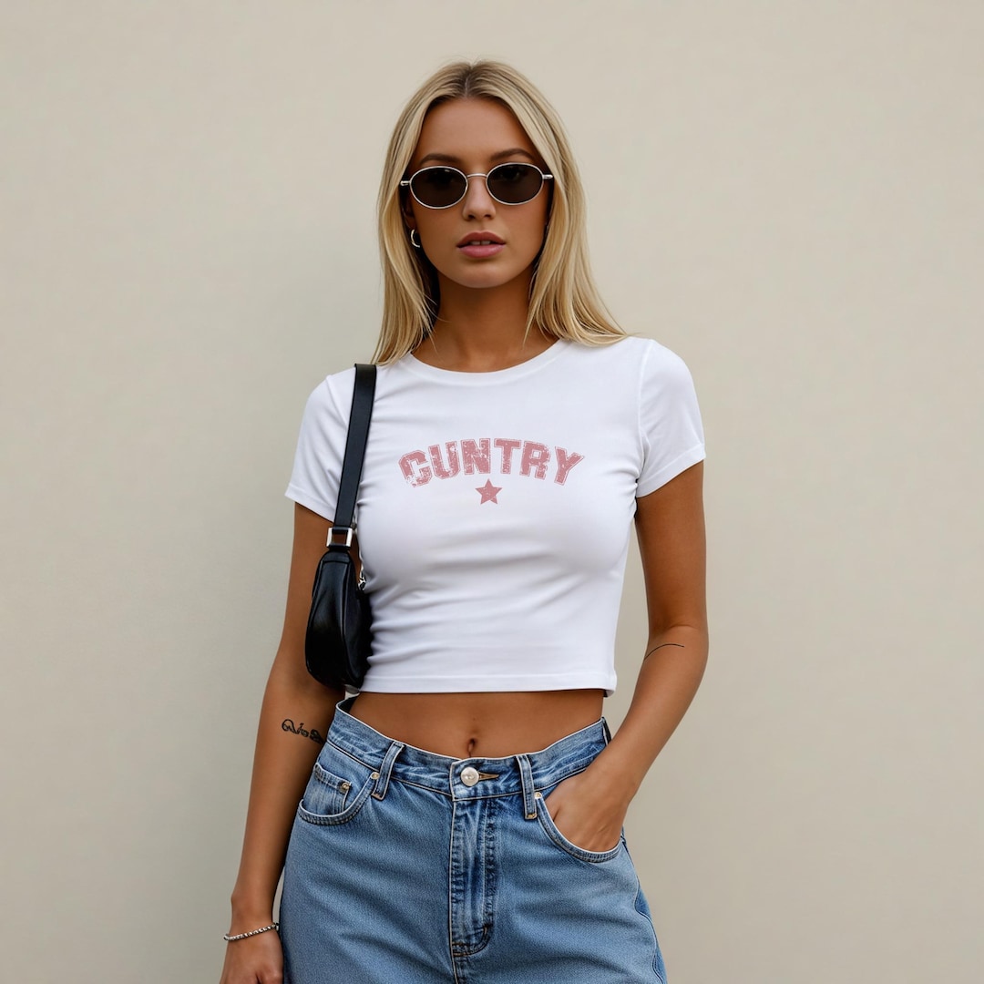 Country Graphic Crop Top: Western Rodeo Star Fitted Tee - Etsy