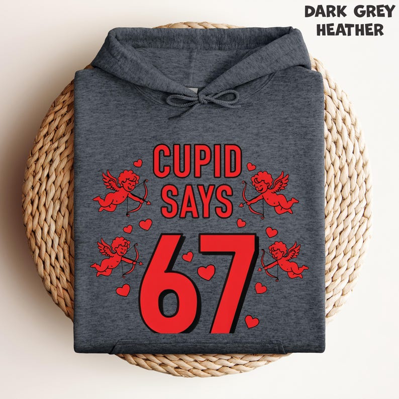 Funny 6 7 Valentine Sweatshirt – Retro Cupid Meme Hoodie, Viral ...