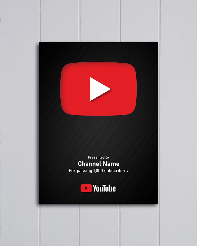 Custom Youtube Play Button Plaque: Personalized Creator Award Display ...