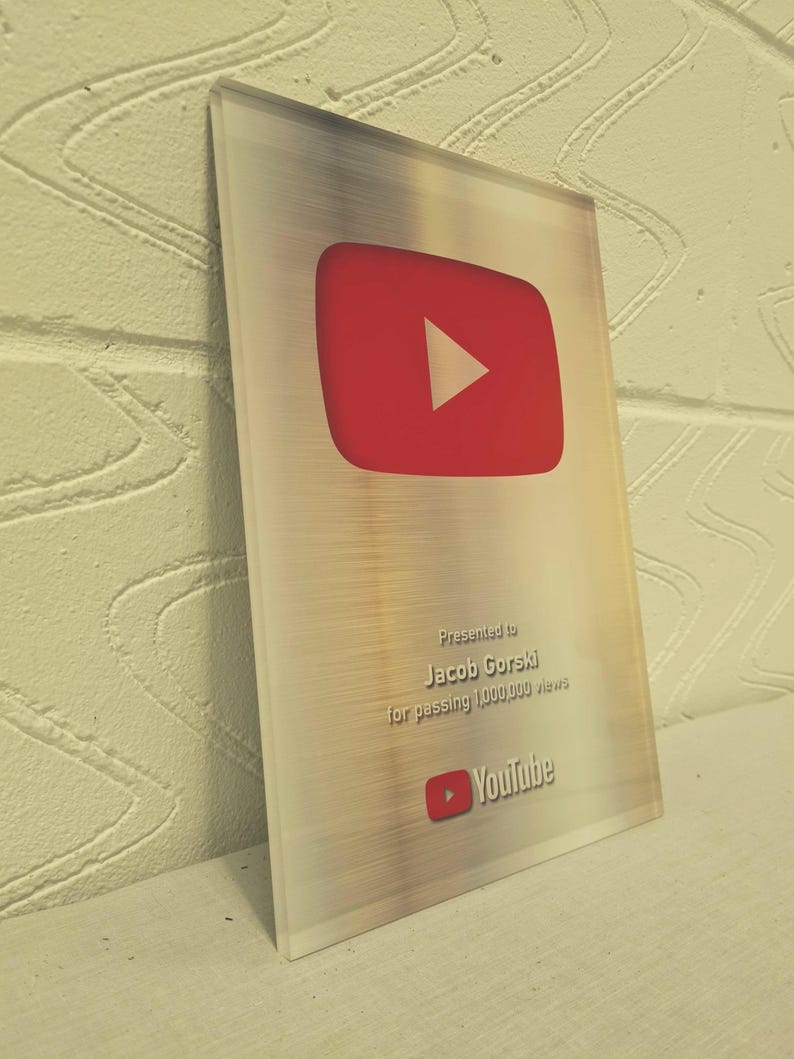 Custom Youtube Play Button Plaque: Personalized Creator Award Display ...