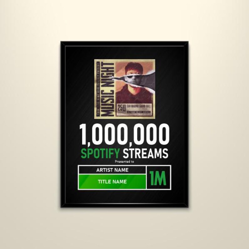 Custom Spotify Streaming Award Plaque: Personalized Music Gift (30x40cm ...