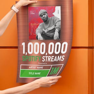 Custom Spotify Streaming Award Plaque: Personalized Music Gift (30x40cm ...