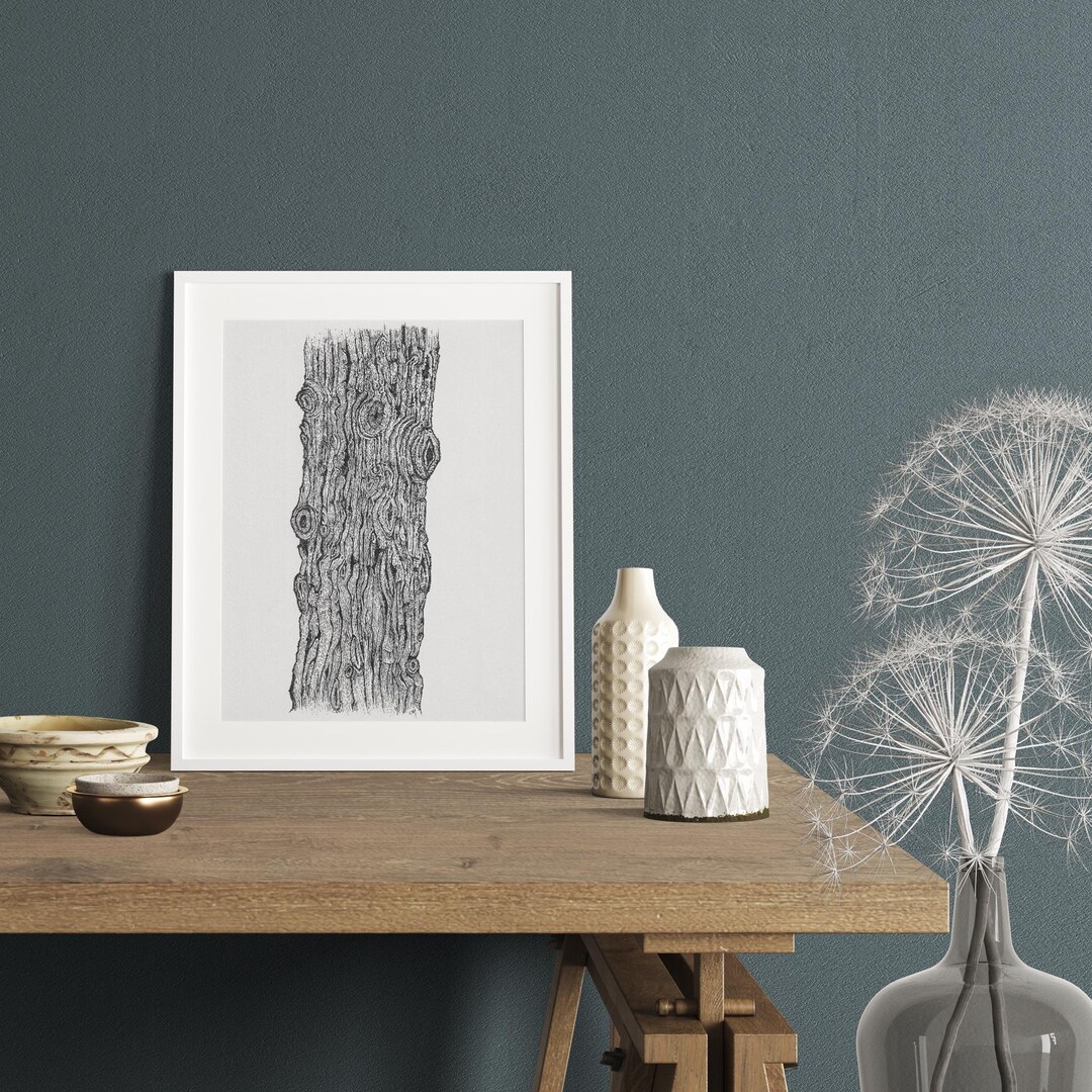 Original Tree Ink Drawing: Textured Botanical Black Pen Art - Etsy