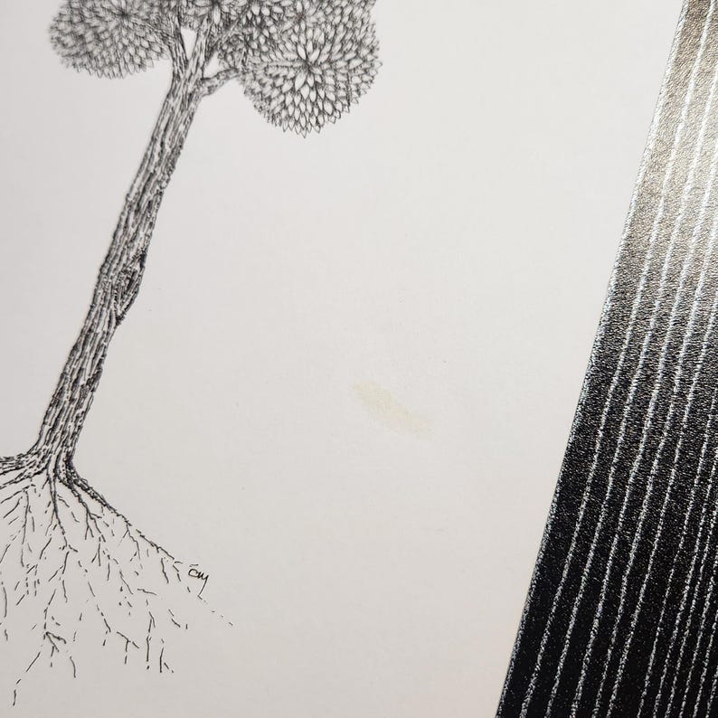 Original Pen Tree Drawing | Hand-drawn Botanical Art on Paper | Piece ...