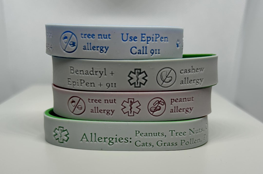 Custom Allergy Bracelet: Emergency Contact Info, Multiple Allergies - Etsy