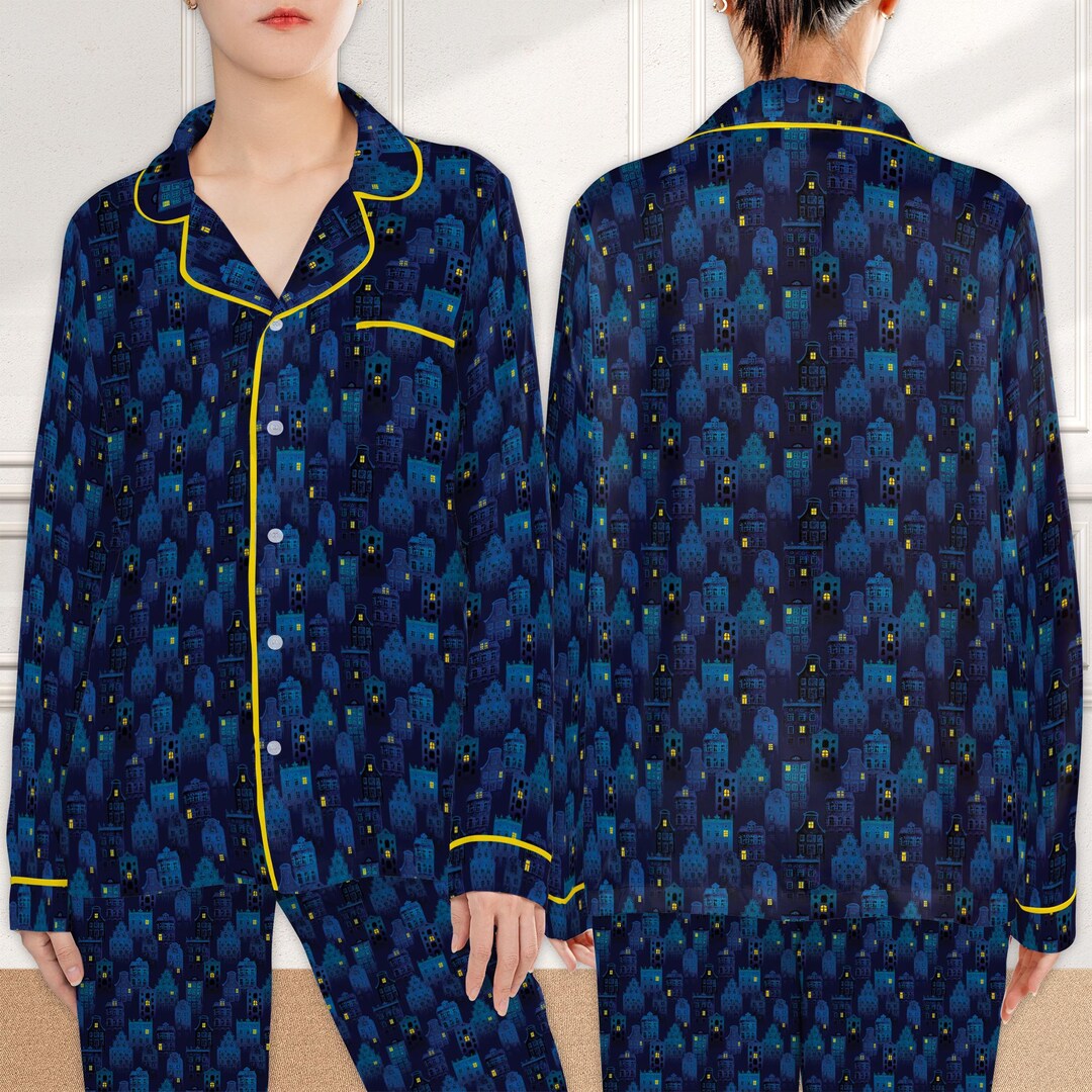 Night City Pajamas Set, Deep Blue Houses, Family Sleepwear - Etsy