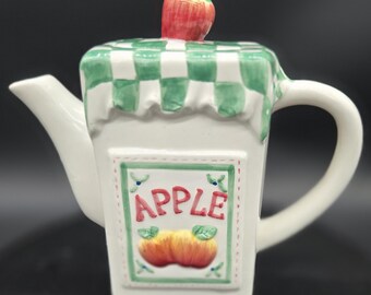 Vintage Apple Teapot | Hand Painted Ceramic With Leaf Spout | Farmhouse ...
