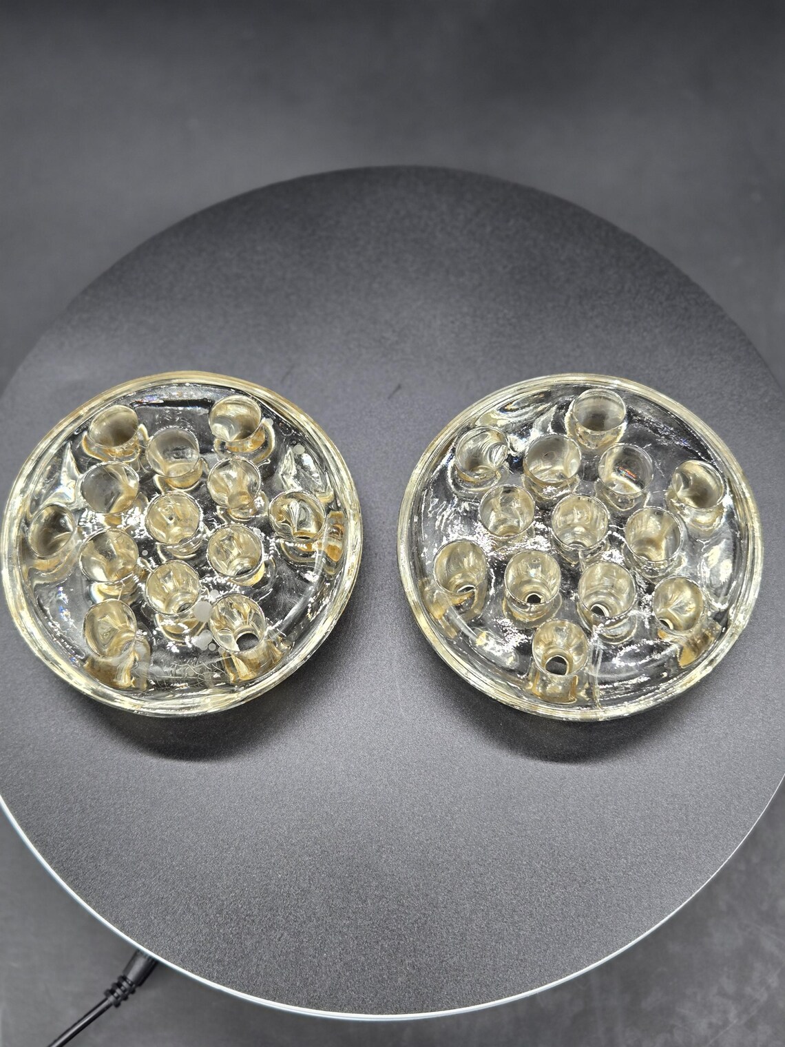 Vintage Clear Glass Flower Frogs (pair) – Round Floral Arrangers – Art ...