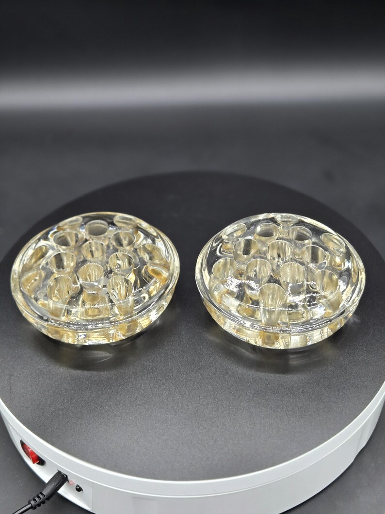 Vintage Clear Glass Flower Frogs (pair) – Round Floral Arrangers – Art ...