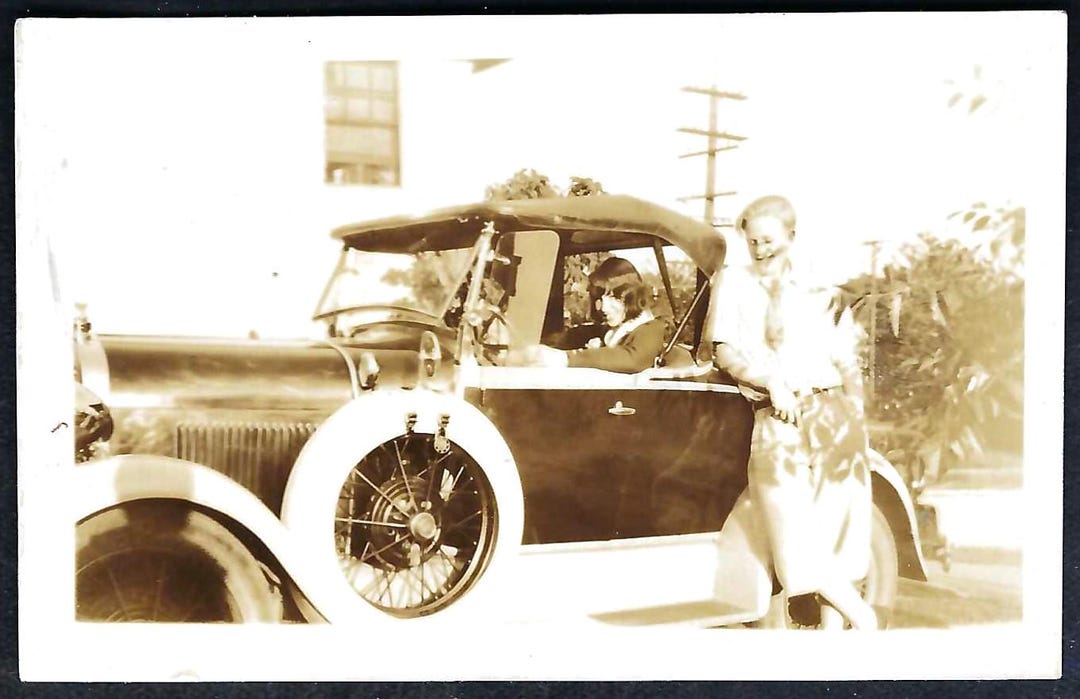 Vintage 1920s Snapshot Ford Model A Automobile With Spare Tire Mount ...