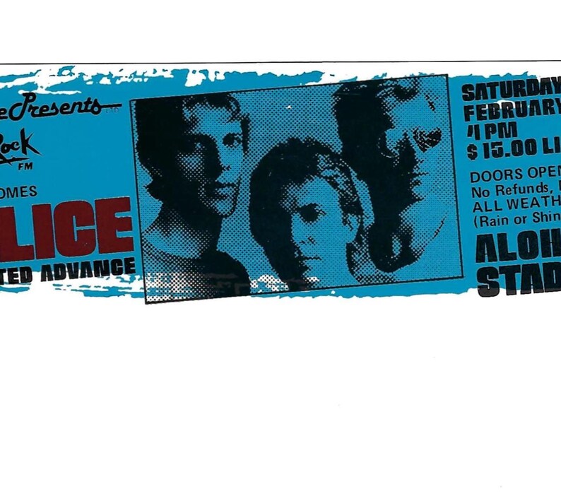 The Police Concert Ticket Aloha Stadium Saturday February 25, 1984 ...