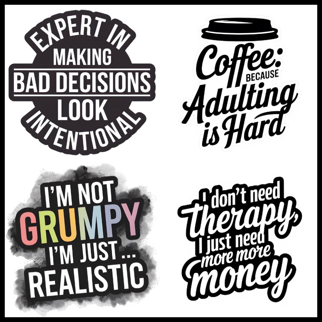 Funny Printable Stickers PNG | Snarky & Sarcastic Sticker Bundle ...
