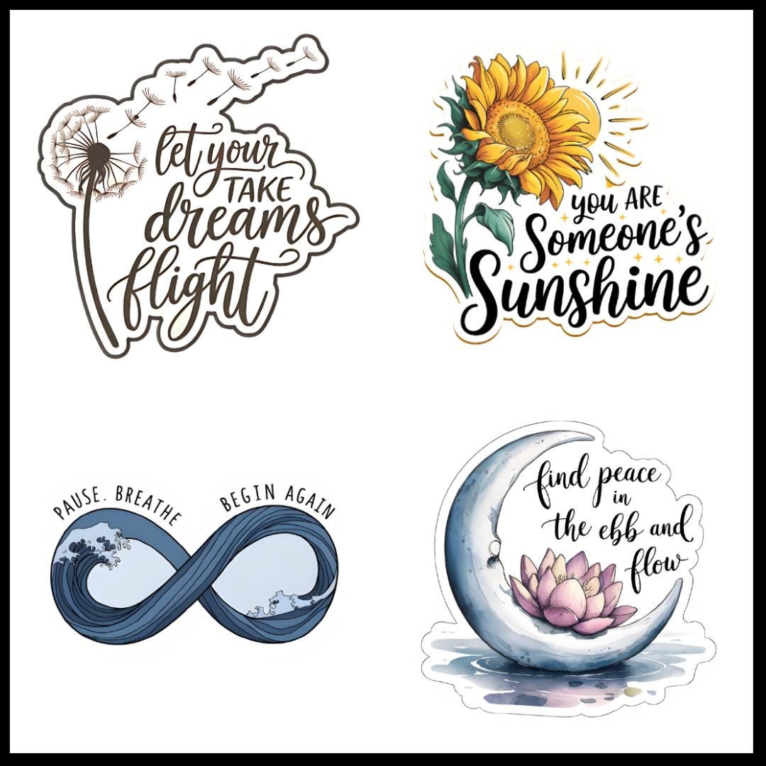 Inspirational Printable Stickers PNG | Motivational Aesthetic Sticker ...