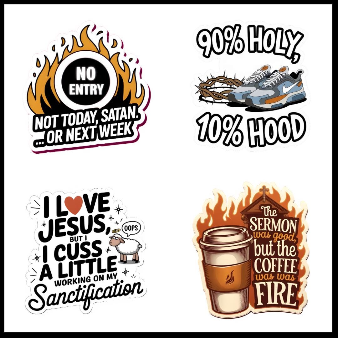 Funny Christian Printable Stickers PNG | Faith-based Snarky Sticker ...