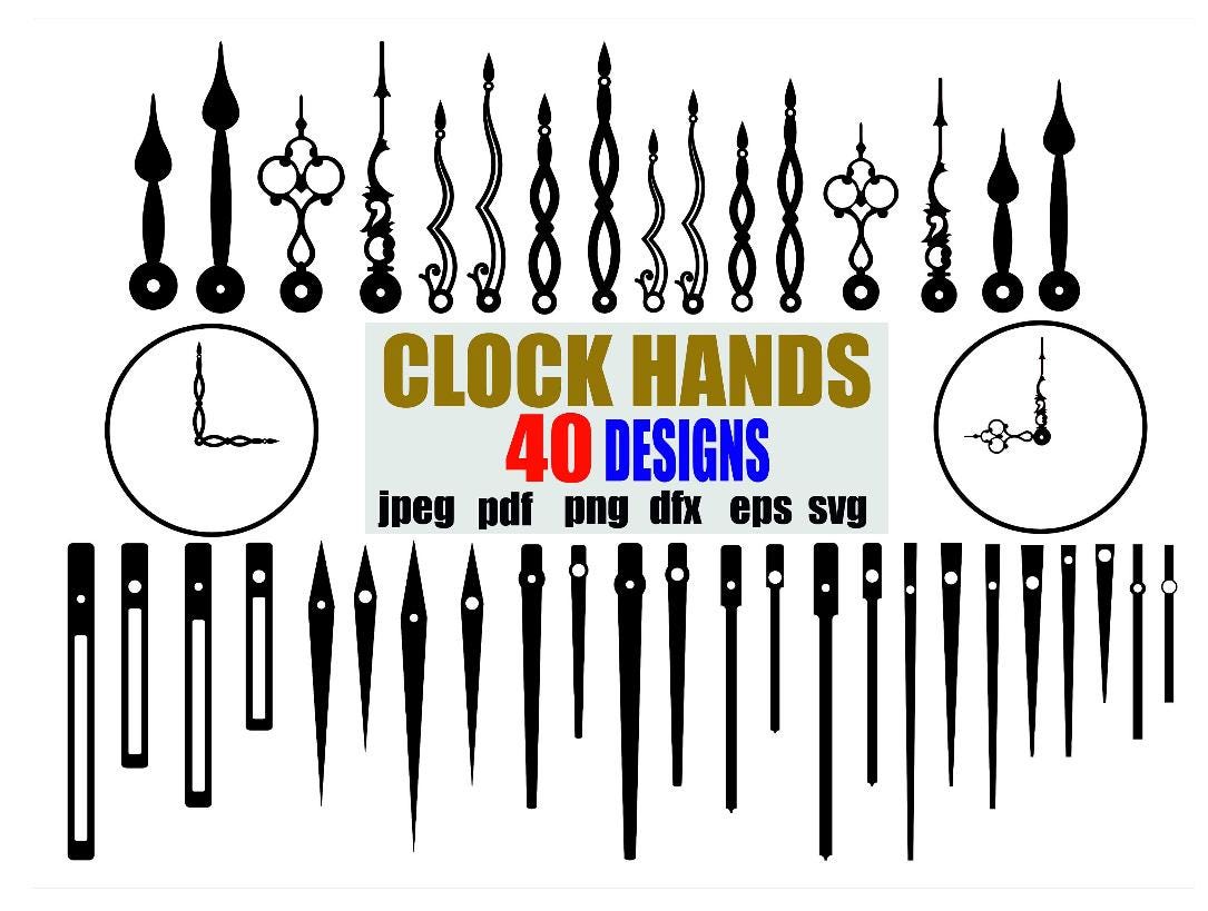 Clock Hands SVG Bundle 40 Designs | Laser Cut Files Dxf Eps Png Pdf ...