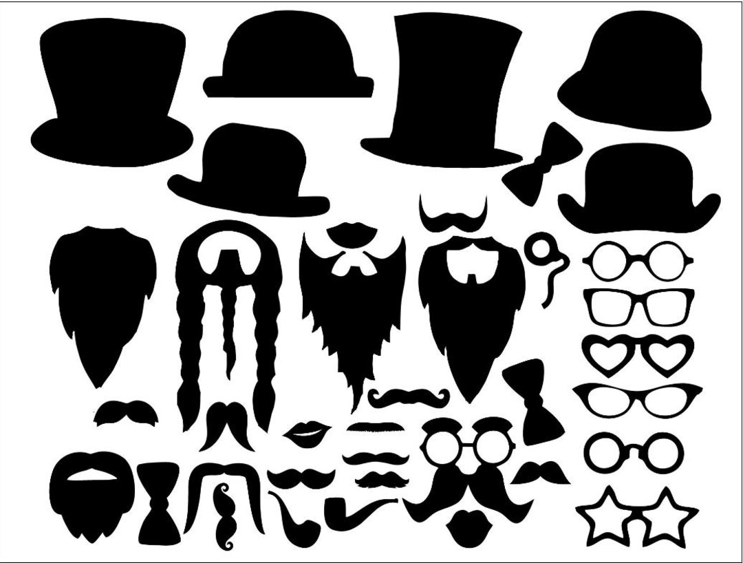 Photo Booth Props SVG: Hats, Mustaches, Glasses - Party Props (digital ...