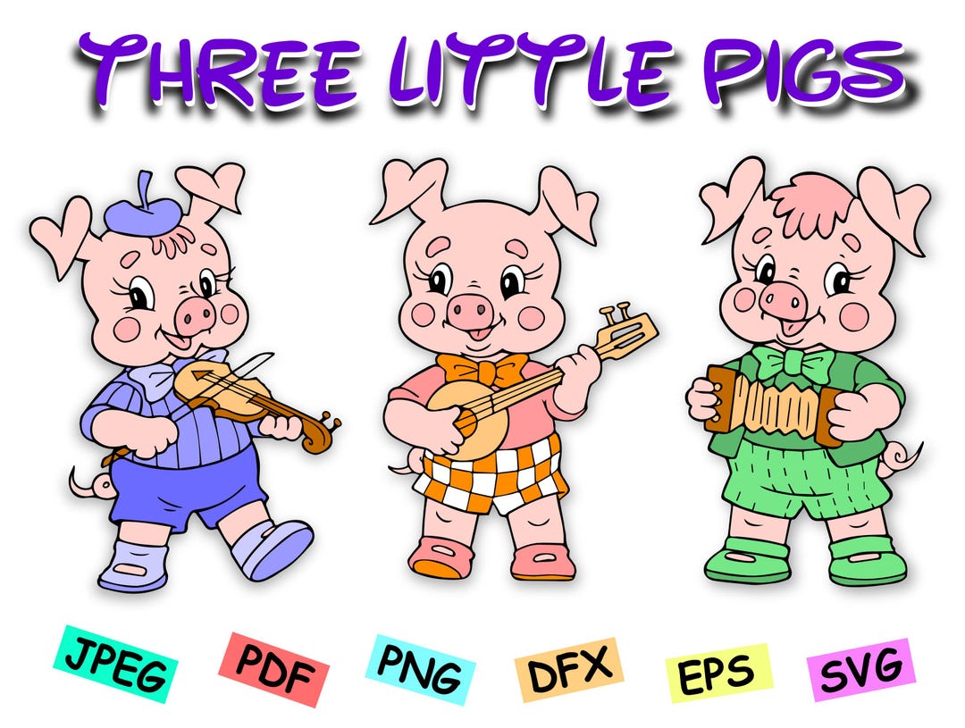 Three Little Pigs SVG, Little Pigs, Fairy Tale, Coloring Page, Three ...