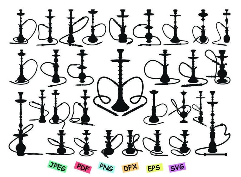 Hookah SVG Bundle, Hookah Pipe Stencil, Clipart (digital Download) - Etsy